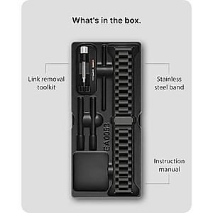 Fullmosa 16mm Stainless Steel Watch band, Quick Release Link Watch Strap Bracelet Replacement Wristband for Men Women, Black