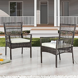 PatioFestival Patio Dining Set 5 Pieces Outdoor Furniture Sets Outside Table Wicker Chairs with Galvanized Steel Frame (5Pcs,Beige)
