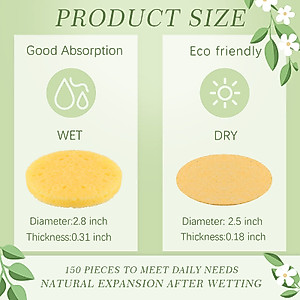 150 Pieces Compressed Facial Sponges Natural Face Sponge Compressed Sponges for Facial Cleansing Gentle Exfoliating Face Exfoliator Sponge Spa for Makeup Removal Massage Disposable Face Cleansing Pads