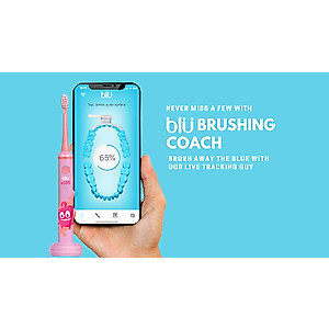 Blu Smart Bluetooth Enabled Kids Toothbrush with Live Tracking App to Teach Children Healthy Brushing Habits, Share Results with Your Dentist, Wireless Rechargeable Electric (Pink)