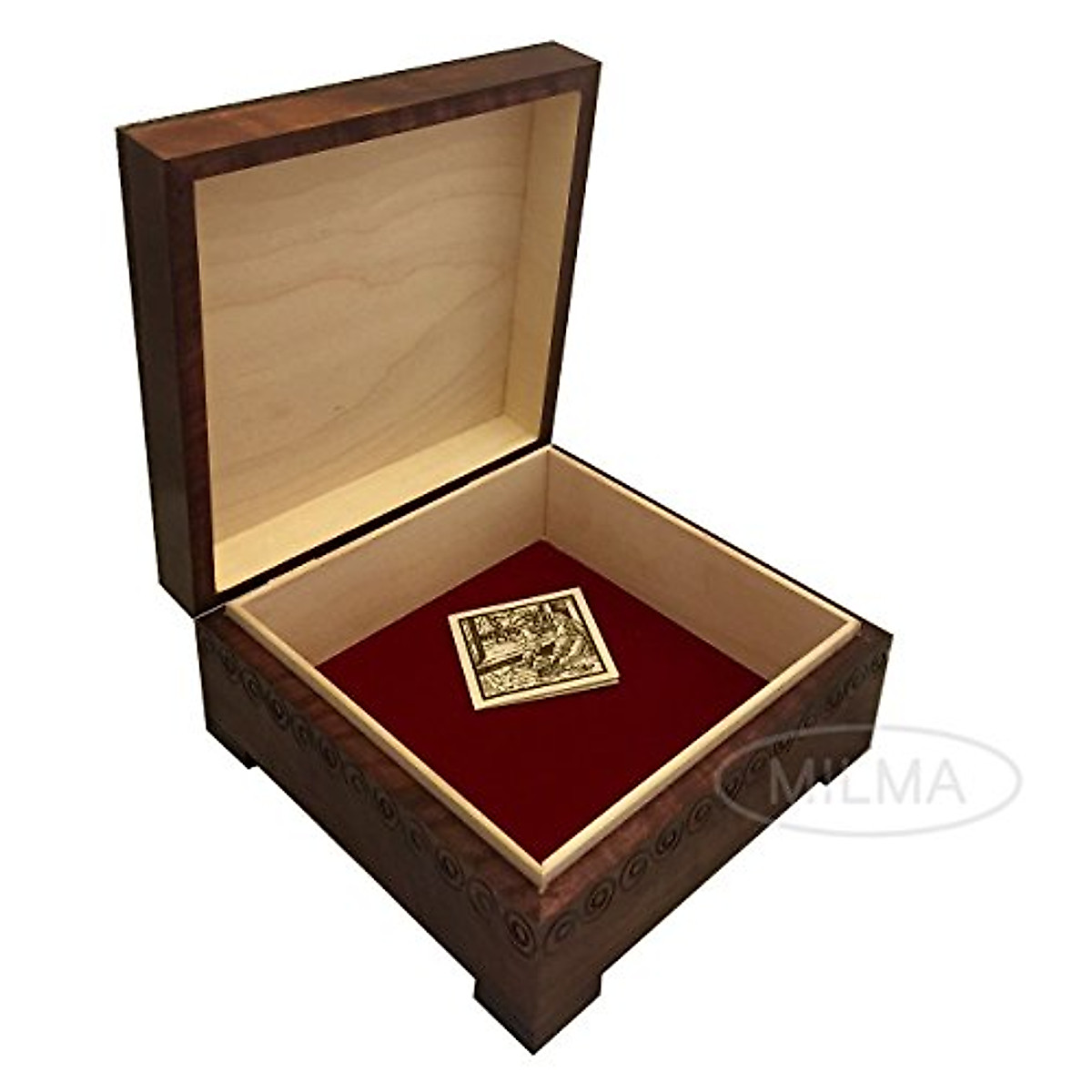 Polish Handmade Carved Linden Wood Decorative Sewing Box