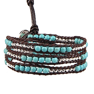 KELITCH New Star Turquoise Bracelets Love Silver Beads 3 Wrap Bracelet Women Shell Pearl Bracelets