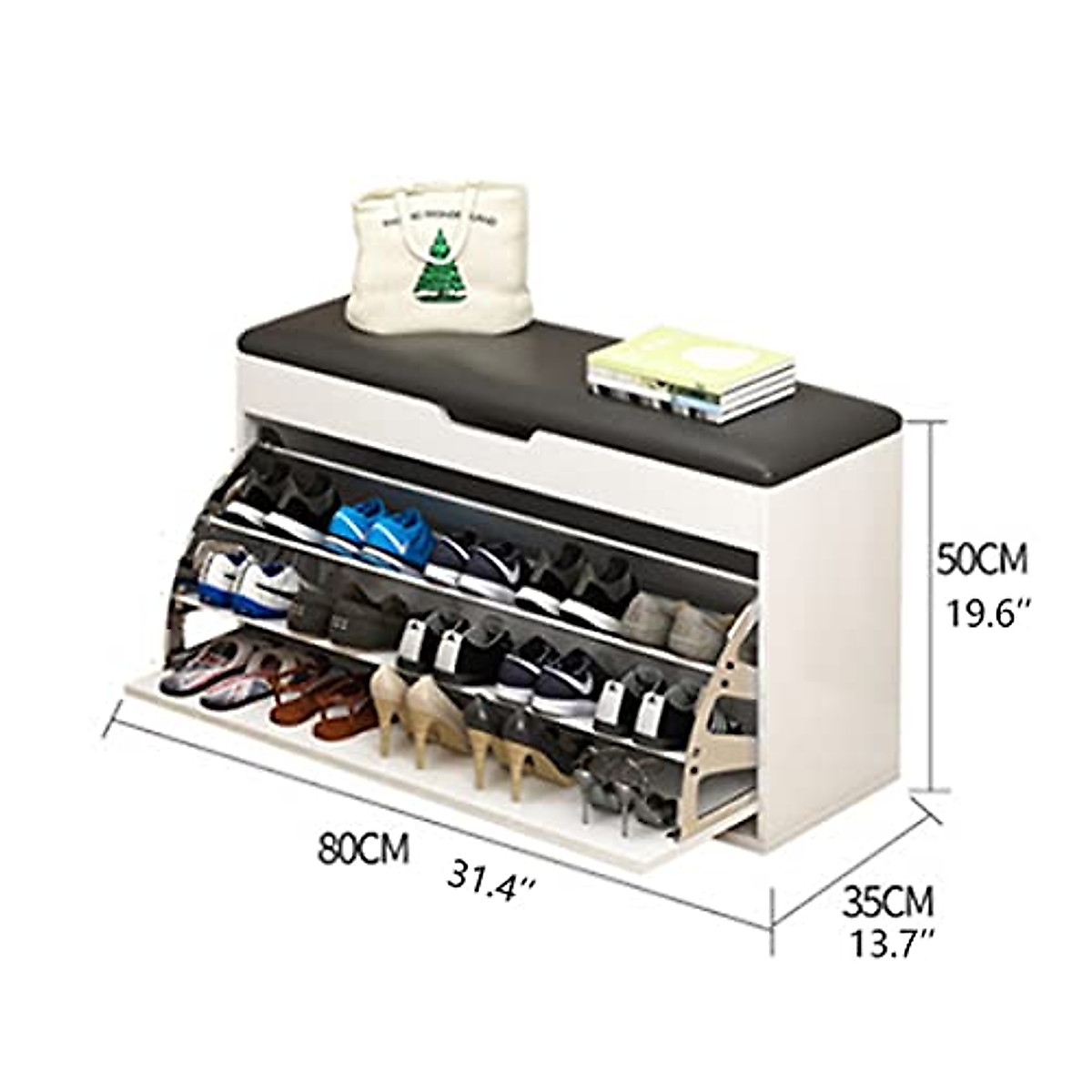 LYNGBY Shoe Storage Shoe Cabinet at The Door of The Home can sit on The Shoe Rack Stool Anti Large Capacity Shoebox Tipping Console Cabinet Shoe Rack (Color : White, Size : B)