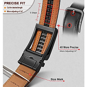 BULLIANT Men Belt, Ratchet Click Sliding Leather Belt for Gift Men 1 3/8,Cut for Fit(Black,32"-38" Waist Adjustable)