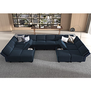 Belffin Oversized Modular sectional Sofa with Double Chaises U Shaped Sleeper Sofa Couch Reversible with Storage Velvet Blue