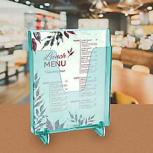 Acrimet Pocket File Holder Vertical Design Brochure Display (for Wall Mount or Countertop Use) (Removable Supports Included) (Letter Size) (Clear Green Color)