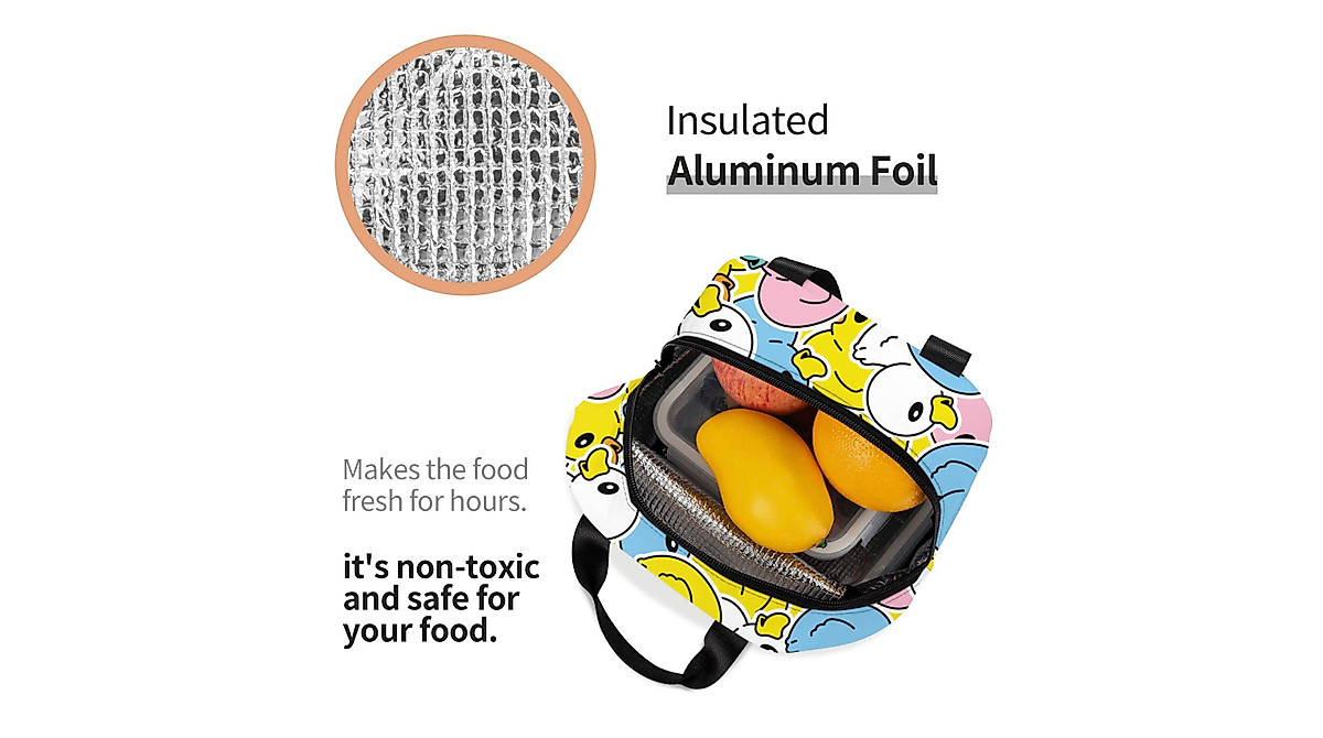 Echoserein Duck Lunch Bag Cute Insulated Lunch Box Reusable Lunchbox ...