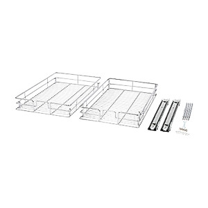 Pull Out Cabinet Organizer,Multi-Purpose Cabinet Organizer,Sink Organizer and Storage,Kitchen Helper,2-Tier Cabinet Pull Out Shelves,for Bathroom,Laundry Room,Kitchen,Pantry(Silver,21.5*13.5*15in)