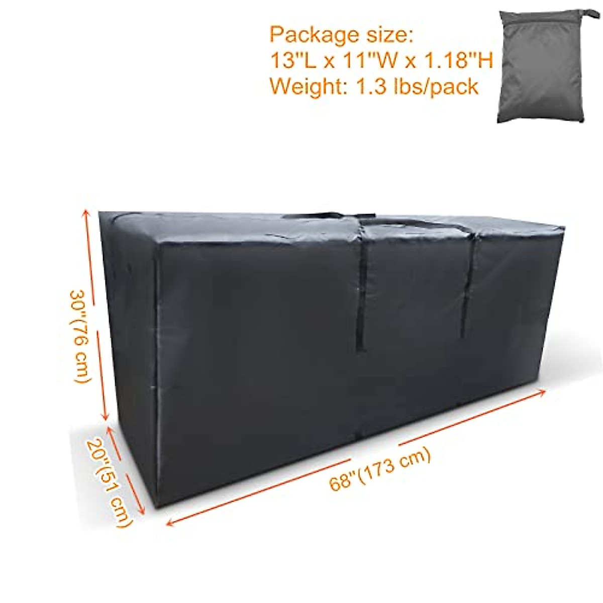 EASYMALL Outdoor Cushion Storage Bag 2 Pack, 68" L x 20" W x 30" H Outdoor Cushion Bag, Patio Furniture Cushion Bags with Large Zippered Opening & 2 Durable Handles XXL_2Pack