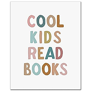 Cool Kids Read Books, Playroom Wall Art, Classroom Art Print, Book Lover Gift, Kids Wall Decor, Read Corner Decor, Read Quote Sign, Kids Room Print, 8x10 inch - UNFRAMED