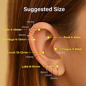 Small Cartilage Hoop Earrings for Women/Men, Thin Piercing Hoop Ring for Helix, Tragus, Conch, Nose (1 Pair 7mm,22g,14K Gold Filled)