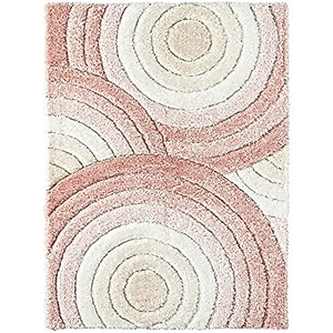 LUXE WEAVERS Pink 5x7 Shag Geometric Area Rug, Modern, Stain Resistant, Easy Indoor Rugs for Bedroom, Living Room