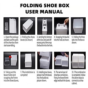 24pcs Shoe Storage Box Foldable Storage Plastic Clear Home Organizer Stackable Shoe Organizer Boxes, Clear Plastic Shoe Organizer for Closet, Easy Assembly Space Saving Foldable Shoe Holder Containers Bins