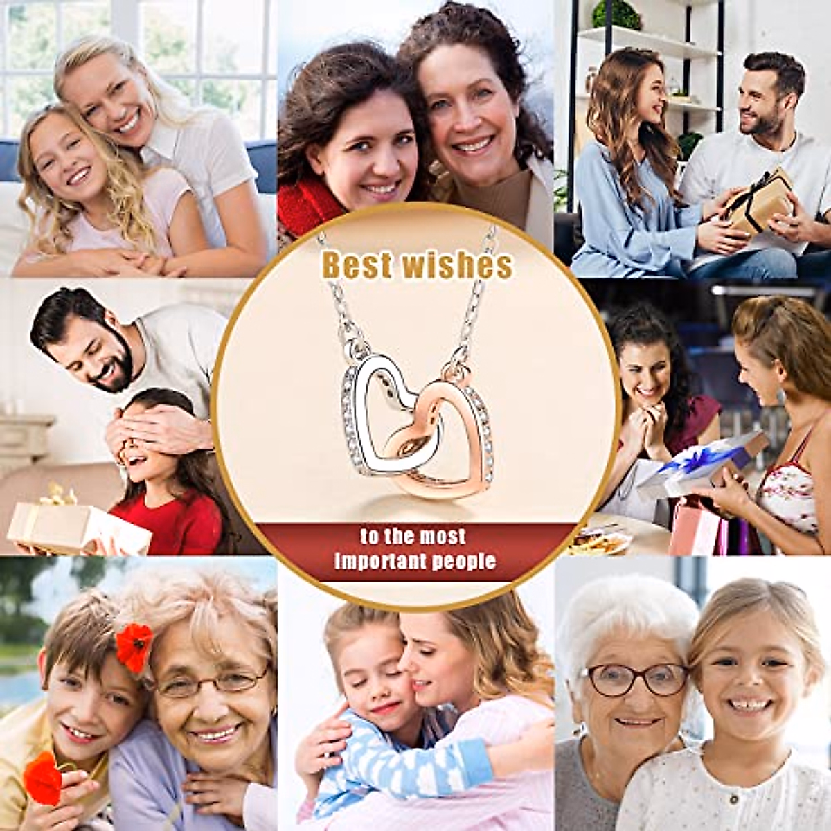 Alittlecare Granddaughter Necklace From Grandmom - Interlocking Heart Necklace Filled With My Love - Gift for Granddaughter On Birthday/Christmas/Mother's day/Graduation/Wedding/Valentines