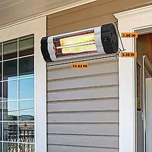 Outdoor Electric Heater, Infrared Wall Mounted Heater for Outdoor/Indoor Use, 1500W Ceiling Patio Heater with Remote Control & 24H Timer, Electric Space Heater For Garage Porch, Weatherproof