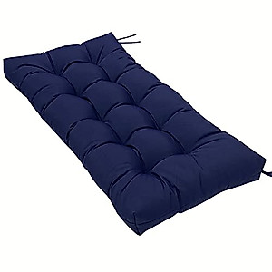 BOOMSHY 51"x20" Indoor/Outdoor Bench Cushion Cotton Garden Furniture Seat Cushion,Patio Wicker Seat Cushions with Ties for Lounger Garden Furniture Patio Lounger Bench (Navy Blue)