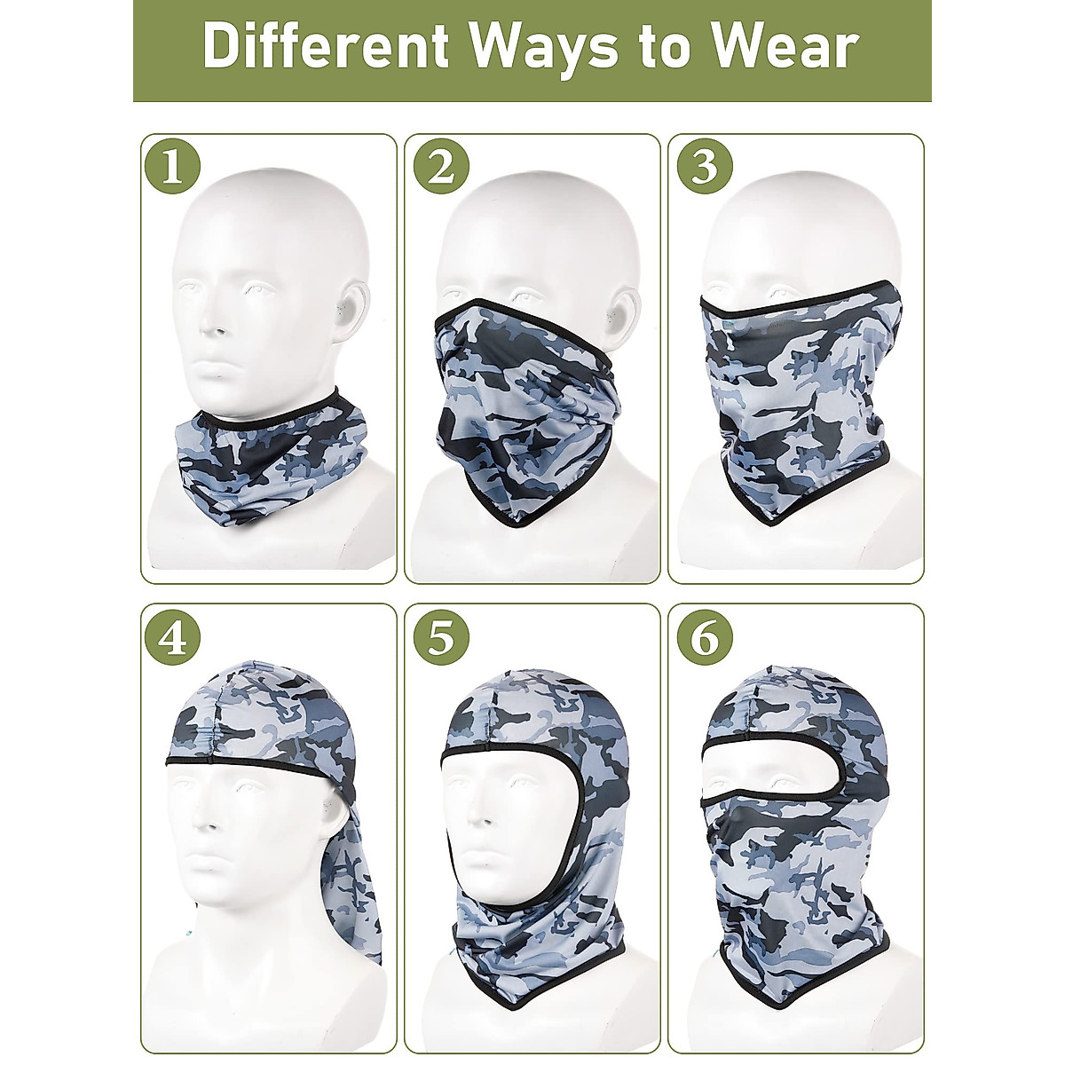 54 Pcs Balaclava Face Mask UV Sun Protection Ski Full Face Mask Breathable Full Head Mask Motorcycle Cycling Bike Ski for Men Women