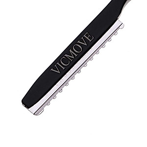 Professional Hair Styling Thinning Texturizing Cutting Feather Razor + 10 Replacement Blades Stainless Steel Black Color
