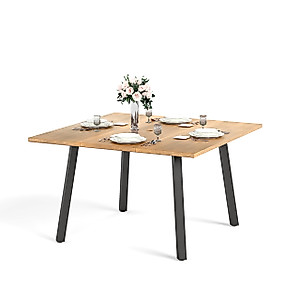 HERA'S HOUSE Patio Dining Table, 4 Person 47" x 47" Square E-Coating and Powder Coating Steel Frame Outdoor Dining Table with 1.57" Umbrella Hole for Garden, Lawn and Backyard