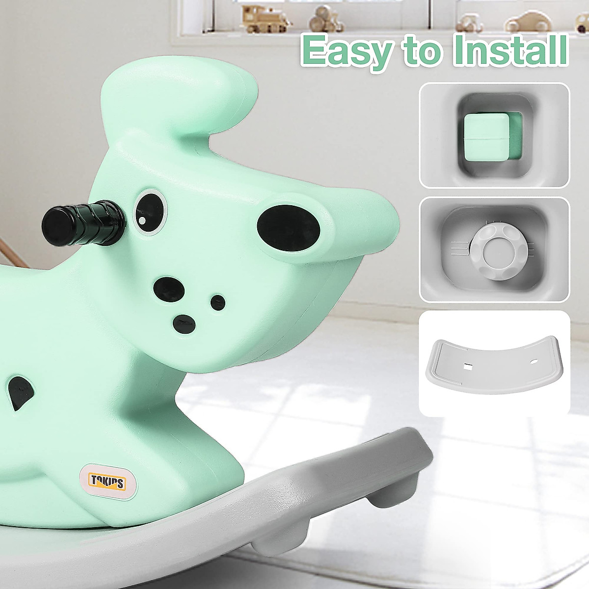 Vilobos Rocking Horse Outdoor Rocking Toy with Music for Toddler Baby Kids Ages 1-3 Year Old Boy Girl Green