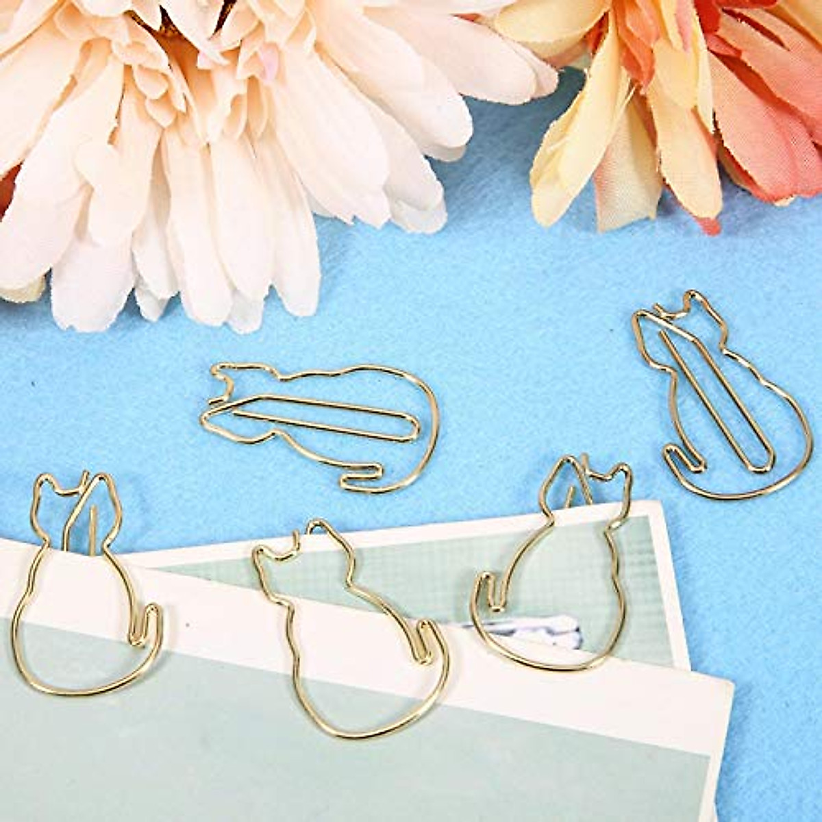 Cat Shaped Paper Memo Clips, Cat Paper Clips Specially Shaped Bookmark Clip Metal Clip Stationary Supply Gifts for Cat Lovers for Women Students Kids Teachers