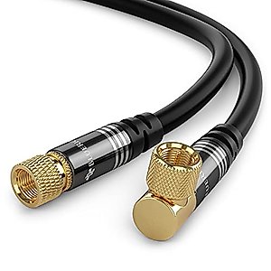 BlueRigger RG6 Coaxial Cable (15FT, 90° Angled to Straight Male F Type Connector Pin, Gold Plated, Triple Shielded) – Digital Audio Video Coax Cable Cord for HDTV, CATV, Modem, Satellite Receivers