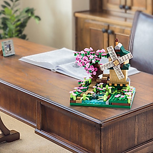 JXRLMB Architecture River Windmill Tree Cute Micro Mini Building Blocks Sets Trees Flowers for Girls, Idea Cherry Blossom Present Toy Model Kit 600+ pcs