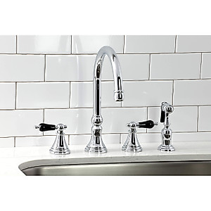 Kingston Brass KS2791PKLBS Duchess Widespread Kitchen Faucet with Brass Sprayer, Polished Chrome