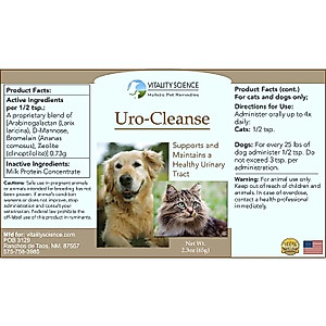 Vitality Science URO-Cleanse for Cats | Natural Aid for Urinary Tract, Bladder, Kidney Health | D-Mannose, Arabinogalactan, Zeolite | Prevents and Eliminates UTI, Bladder Infections and Incontinence