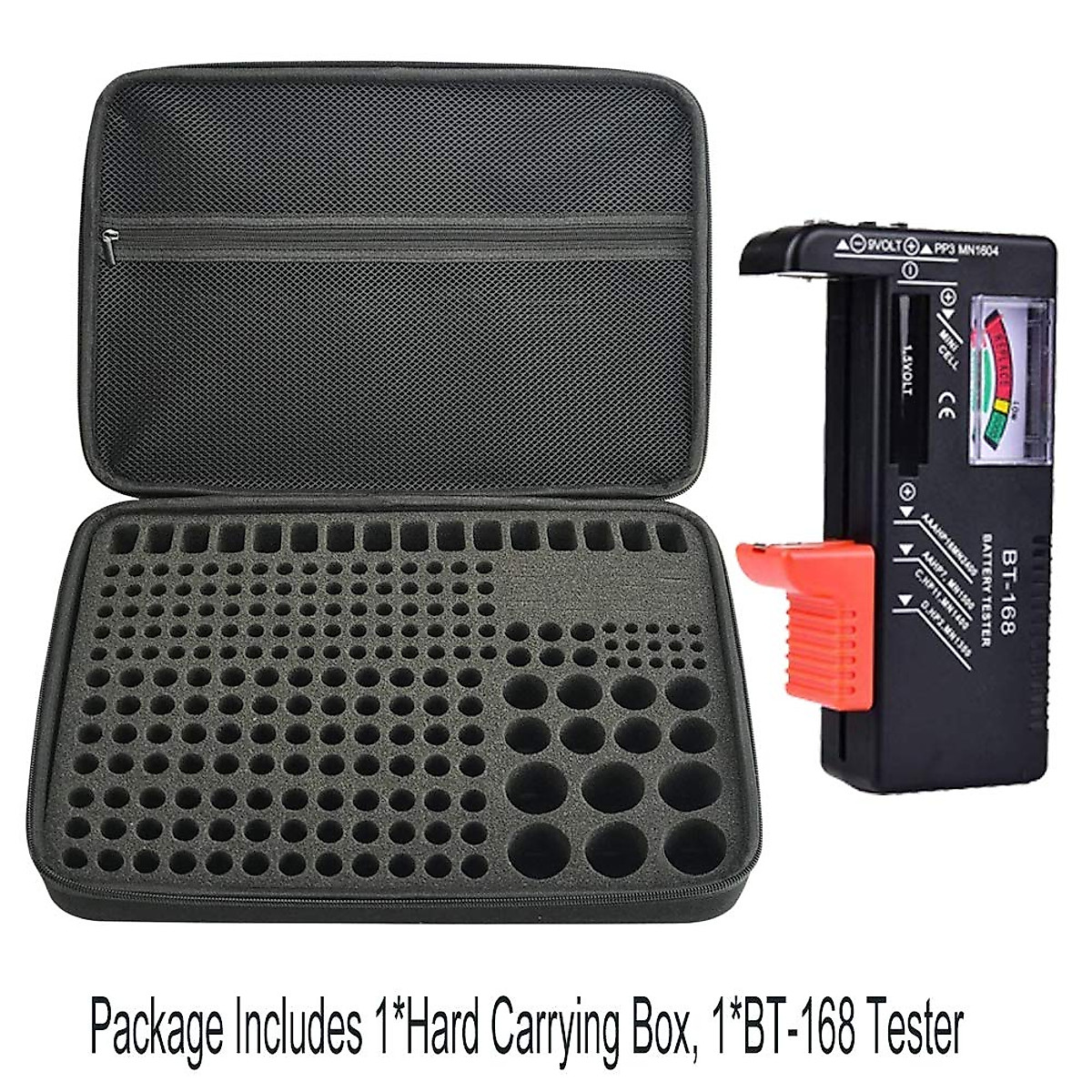 SORFHOUR 250+ Slots Large Battery Storage Organizer Holder, Batteries Organizer Case Storage Box Holder for 2A 3A 4A C D 9V 3V Lithium Button Batteries (Tester Included, NO Batteries)