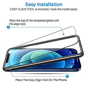 [3+3+1] LK 3 Pack iPhone 12 Screen Protector + 3 Pack Lens Protector with Alignment Frame, [9H] Tempered Glass, Scratch-Proof, Bubble-Free, Smooth Touch Screen Protector for iPhone 12, Clear, 6.1-inch