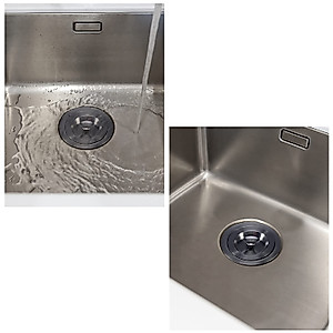 Kitchen Sink Drain 3-1/2 Inch Black Sink Drain Assembly Kit, Removable Deep Sink Strainer Basket with Sink Stopper/Sealing Lid for Home, Kitchen, Stainless Steel