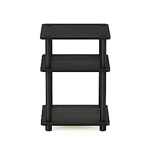 Furinno Turn-N-Tube Easy Assembly Multipurpose End Table / Side Table / Sofa Table / Nightstand, Round Tubes, Blackwood