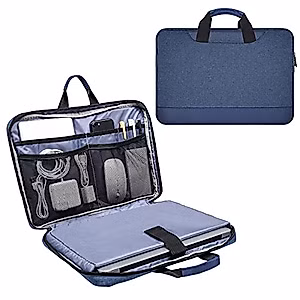 14-15 Inch Laptop Sleeve Briefcase Men Women Bag with Organizer for HP Pavilion/Chromebook 14, Dell Inspiron 13 5000 7000, Lenovo Flex 5 14, ASUS Chromebook Flip C433 14, Acer Surface Case,Navy Blue