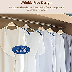 DEDU Wooden Hangers Lightweight 24 Pack, Coat Hangers for Closet Space Saving, Slim Suit Hangers Wood with Soft Rubber Non Slip Strip for Wamisole, Wedding Dress, Sweater (Natural Finish)