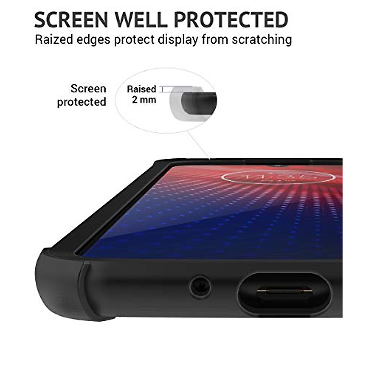 CaseWe - Motorola Moto Z4 Protective Flexible Double Injection Technology (TPU+PC) Bumper Case Cover/Compatible with Moto Mods - All Matte Black