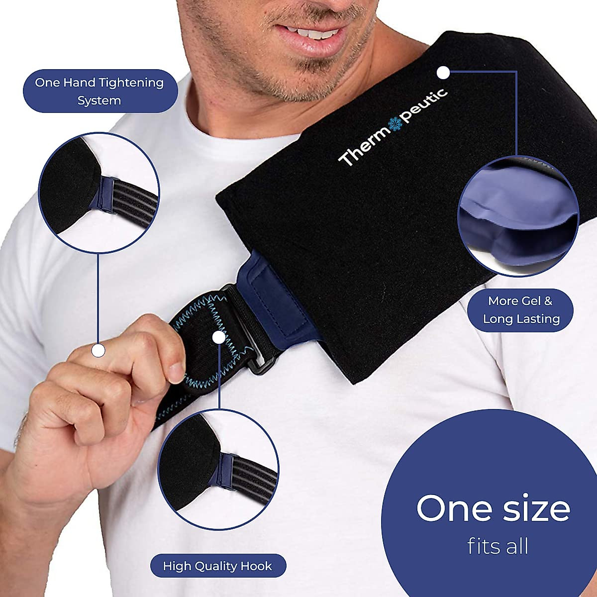 Thermopeutic Reusable Ice Pack for Injuries Reusable Unisex (15” X 7”) - Extra Long Lasting Gel Cold Pack Ice Wrap for Pain Relief and Surgery - Shoulder, Lower Back, Knee, Arm, Foot, Hip and More