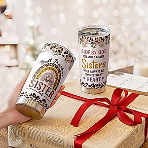 Macorner Sister Gifts From Sister - Stainless Steel Tumbler 20oz Gifts for Sisters - Mothers Day Gift For Sister From Sister - Gift For Best Friend Women Big Sister Little Sister Birthday Gifts