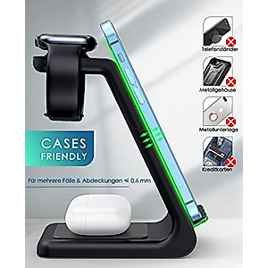 Wireless Charging Station,3 in 1 Fast Charging Station,Wireless Charger Stand for iPhone 13/12/11 Pro Max/X/Xs Max/8/8 Plus, AirPods 3/2/pro, iWatch Series 7/6/5/SE/4/3/2, and Samsung Phones