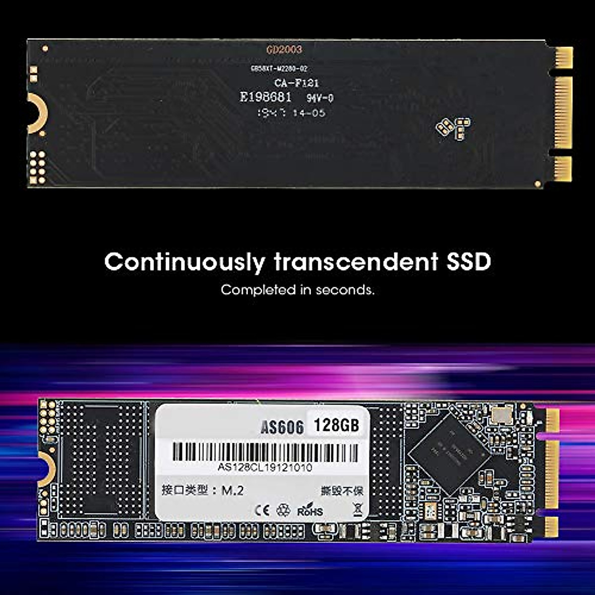 M.2/NGFF Solid State Drive, 2280 128GB SSD with 551MB/S Reading Speed and 212MB/S Writing Speed for Laptop Desktop Computer AS606