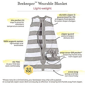 Burt's Bees Baby Unisex Baby Wearable Blanket, 100% Organic Cotton Beekeeper, Swaddle Transition Sleep Bag Medium