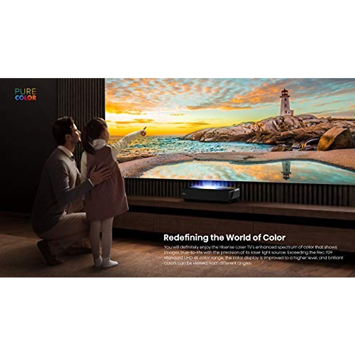 Hisense 120L5F Laser Cinema 4K Ultra Short Throw Laser Projector with 120” ALR Screen | 2700 ANSI Lumens | Android TV | HDR10 | Built-in Alexa and Google Assistant