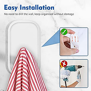 INNÔPLUS Adhesive Hooks, Utility Hooks Heavy Duty, Wall Hooks for Kitchen Bathroom Office, Removable Waterproof Hooks for Hanging, Hooks for Backpack, hat, Scarf, Belt, Hanging Coats (6 Pack, White)