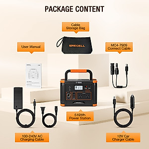 500W Portable Power Station, GRECELL Solar Generator 519Wh (Peak 1000W) Lithium Battery Power Generator with 2*110V AC Outlets, Mobile Battery Backup Pack for RV Trip Camping, Outdoor Adventure, Home