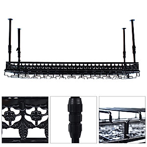 DYRABREST Industrial Retro Wine Glass Rack Under Cabinet Hung 48 Goblet Vintage Metal Bar Wine Glass Hanging Rack for Home Kitchen Bar (48 Goblet Black)