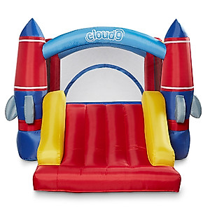 Cloud 9 Inflatable Bounce House and Blower, Rocket Theme Bouncer for Kids with Slide, Includes Stakes and Repair Patches