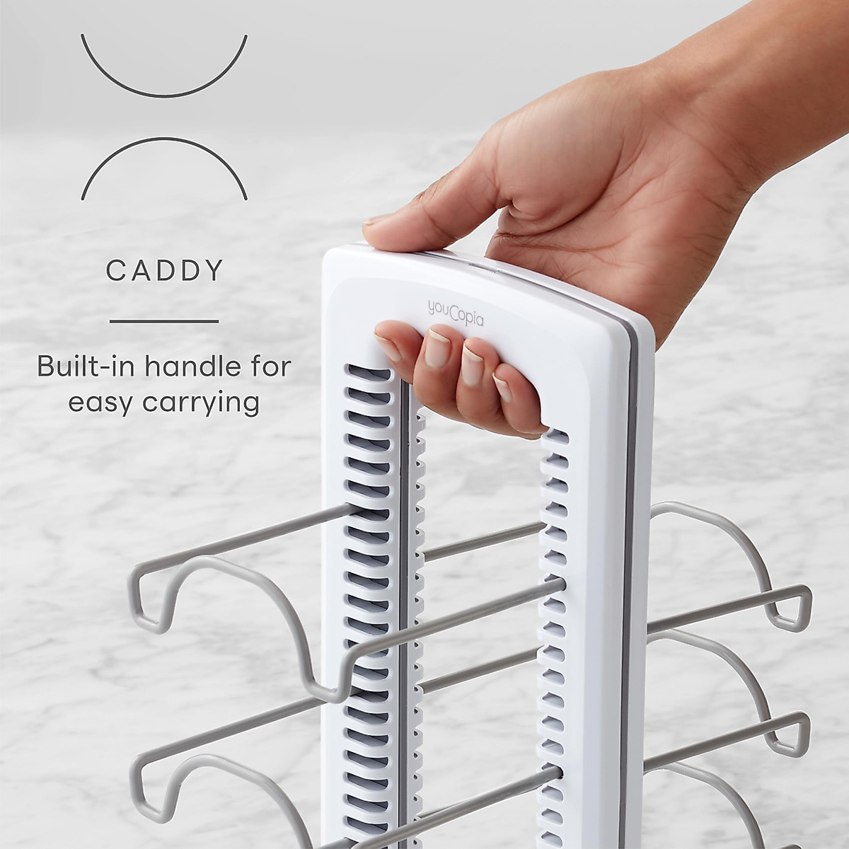 YouCopia WrapStand, Adjustable Kitchen Wrap, Foil and Bag Box Organizer for Kitchen Cabinet and Pantry Storage, White