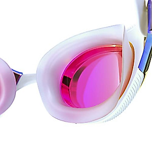 Speedo Unisex-Adult Swim Goggles Mirrored Fastskin Hyper Elite White/Oxid Grey/Rose Gold, One Size