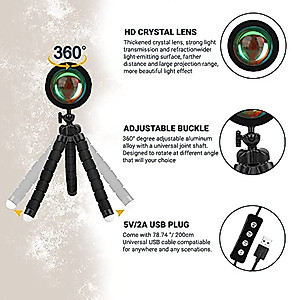 BUNDLE PACK: Sunset Lamp Projector 16 Colors RGB, 360 degree Rotation with 12pcs of Artificial Leaves for Photography/Selfie/Party/Wedding/Home