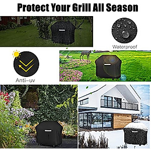 HCFGS Grill Cover 30 inch Waterproof Barbecue Gas Grill Cover, Outdoor Heavy Duty BBQ Cover, Fade & Weather Resistant Upgraded Material for Weber Brinkman Char-Broil and More, Blac